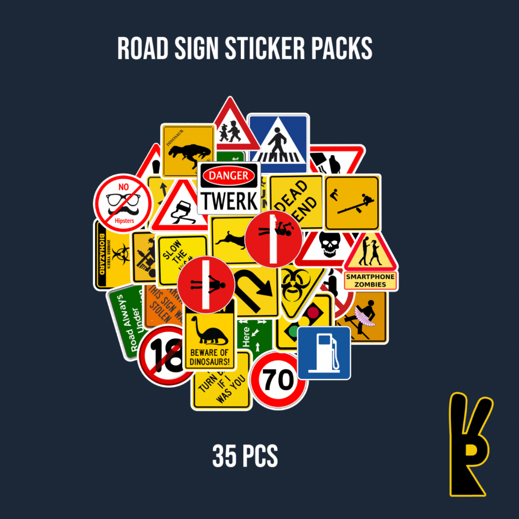 Jual Road Sign Sticker Pack 35Pcs | Stiker Laptop Helm Instrumen Koper ...