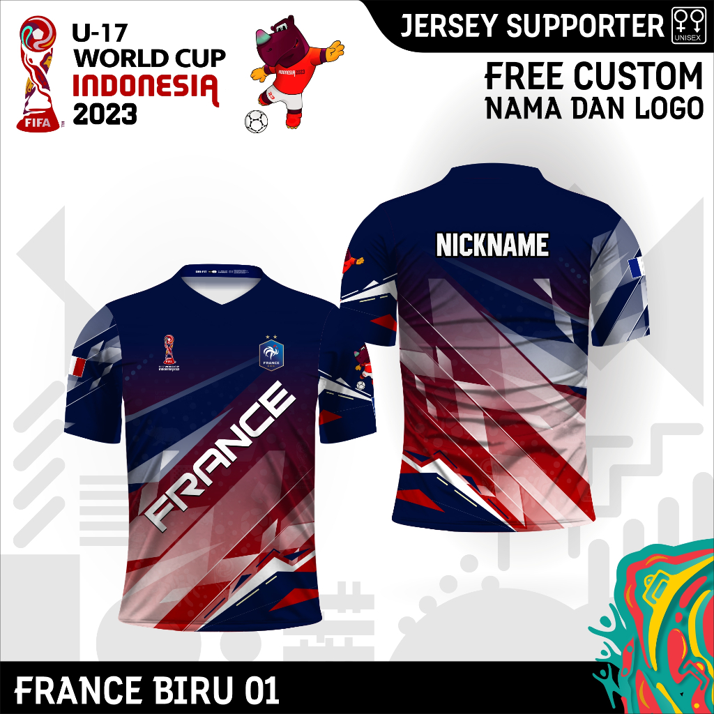 Jual Jersey kaos piala dunia u17 2023 baju fans timnas prancis | Shopee ...