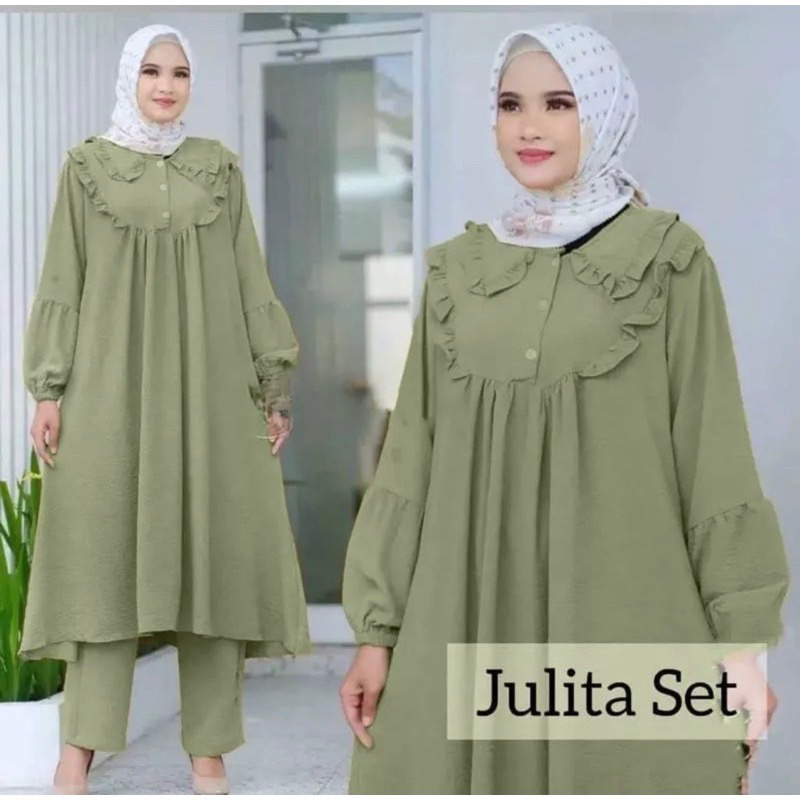 Jual JULITA ONE SET LONG TUNIK SET CRINGKEL AIRFLOW | Shopee Indonesia