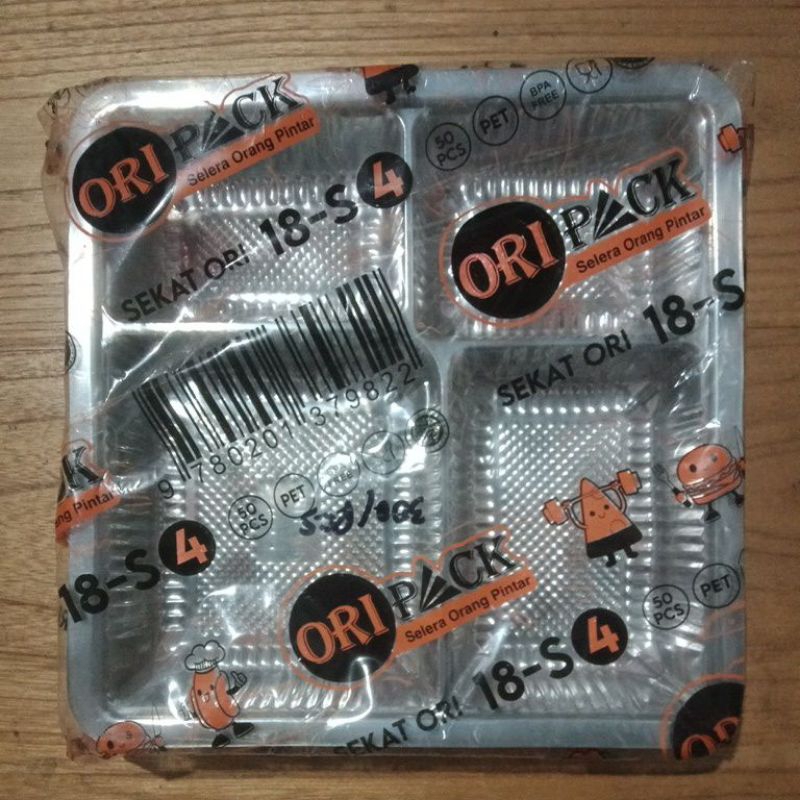 Jual Mika ORI 18-4S isi 50 / Mika Sekat 4 ORI Pack Kotak Nasi R8 R9/ Mika Kotak Nasi Praktis ...