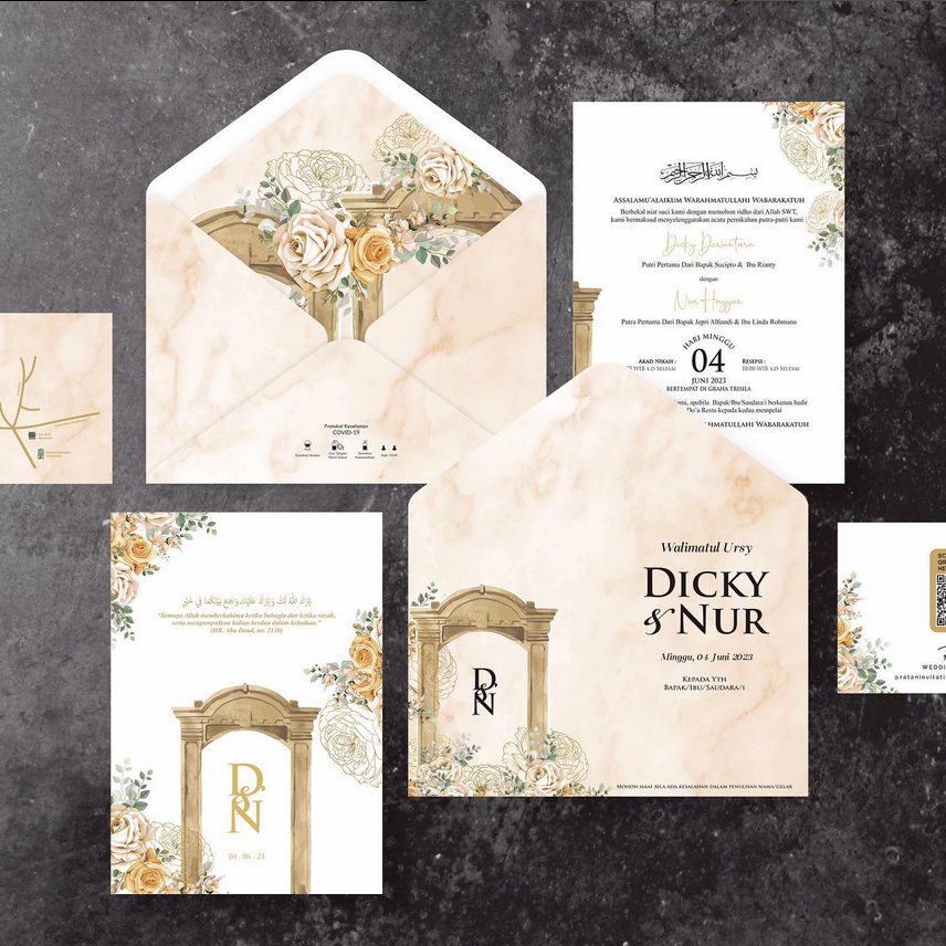 Jual Undangan Pernikahan Aesthetic | Undangan Hard Cover | Arch Golden ...
