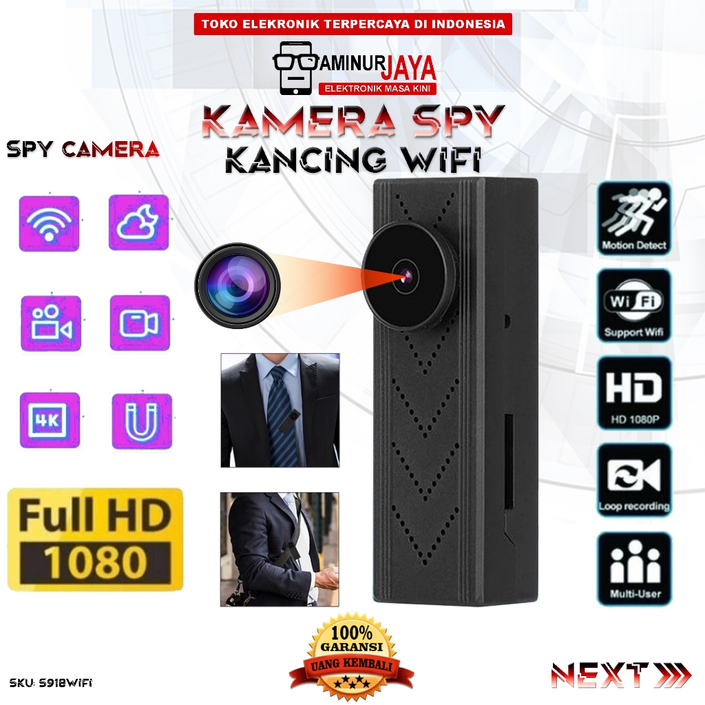 Jual Kamera Spy Cam Kancing Wifi Ori Hidden Camera Mini Tersembunyi Lens Camera Model Button ...