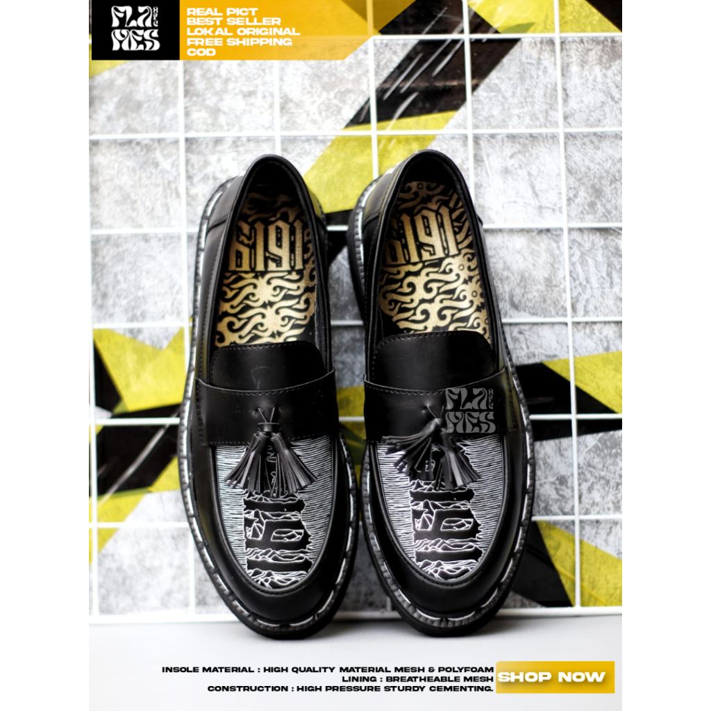 Jual FLAMES Sepatu Docmart Loafers Pria Hitam Casual Formal Pantofel ...