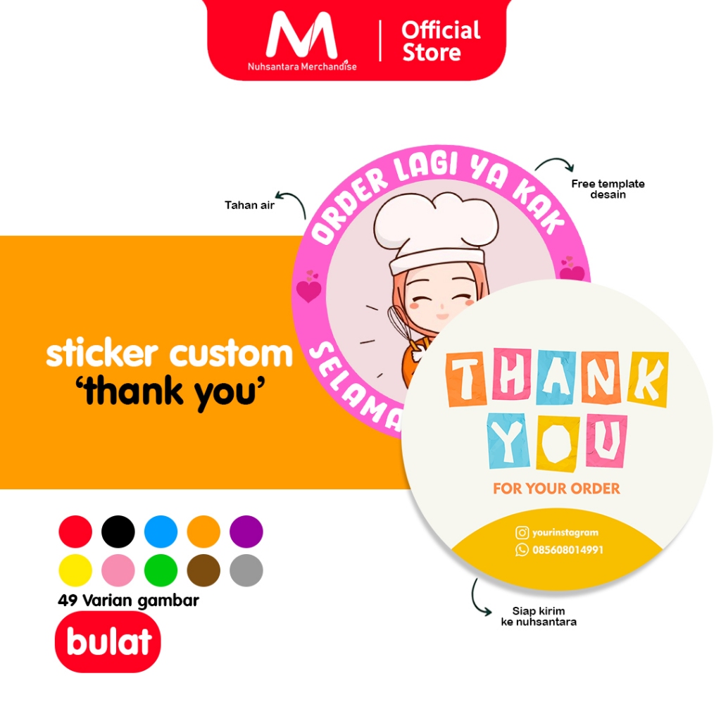 Jual [1HARI JADI] Thank You / Cetak Stiker Thank You / Custom Sticker ...