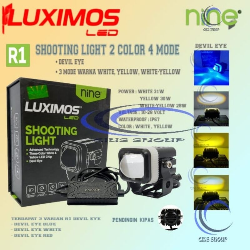 Jual NINE LUXIMOS LAMPU LED SOROT R1 61W LASER 2 WARNA 4 MODE PUTIH ...
