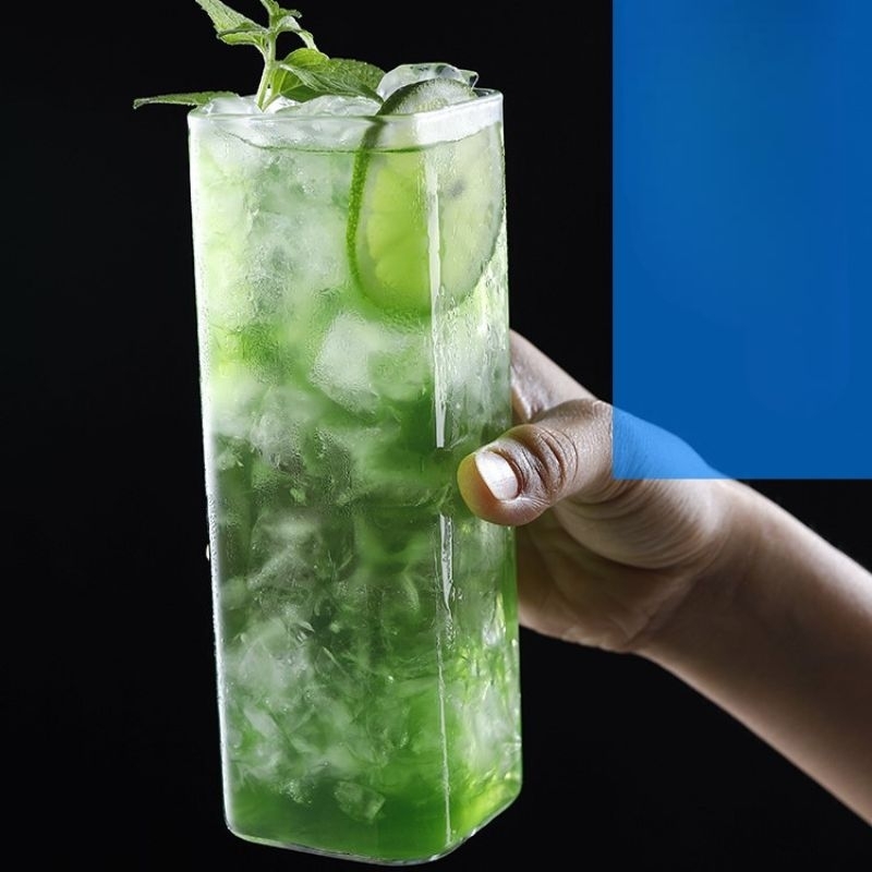 Jual SALE- Gelas Kaca Kotak Juice Aesthetic Square Glass Gelas Kaca Borosilikat Estetik ...