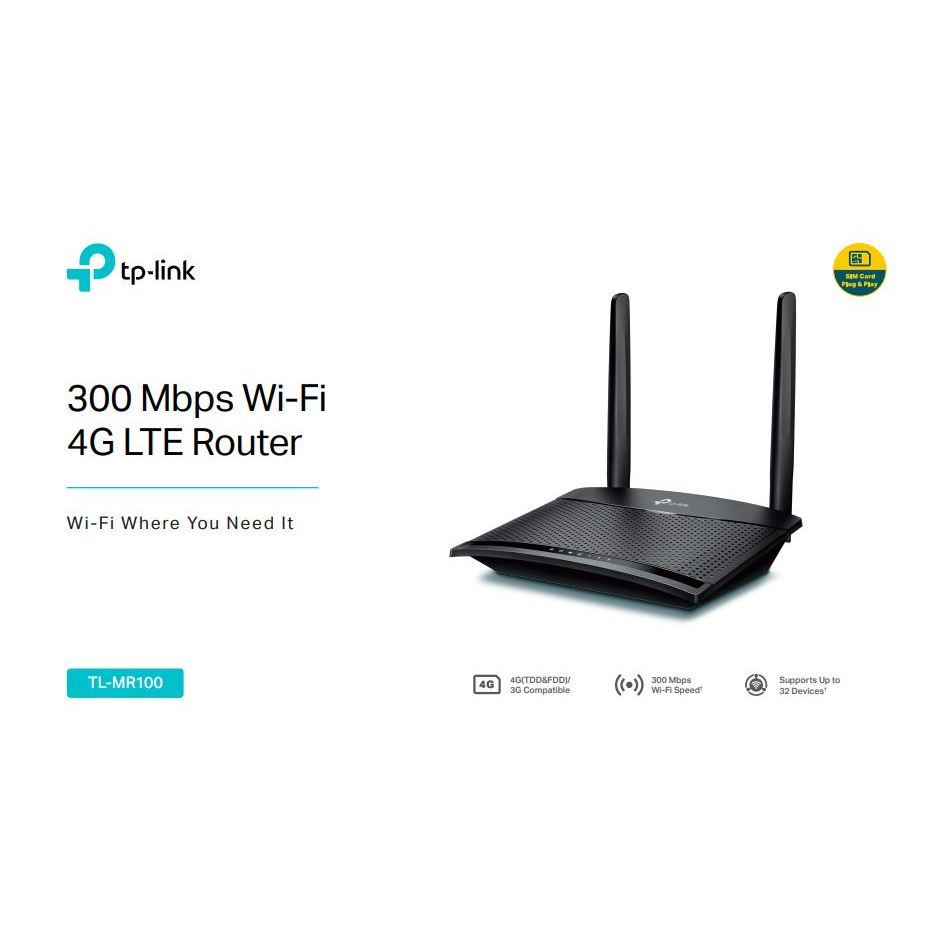 Jual Tp-Link TL-MR100 300 Mbps Wireless N 4G LTE Router | Shopee Indonesia