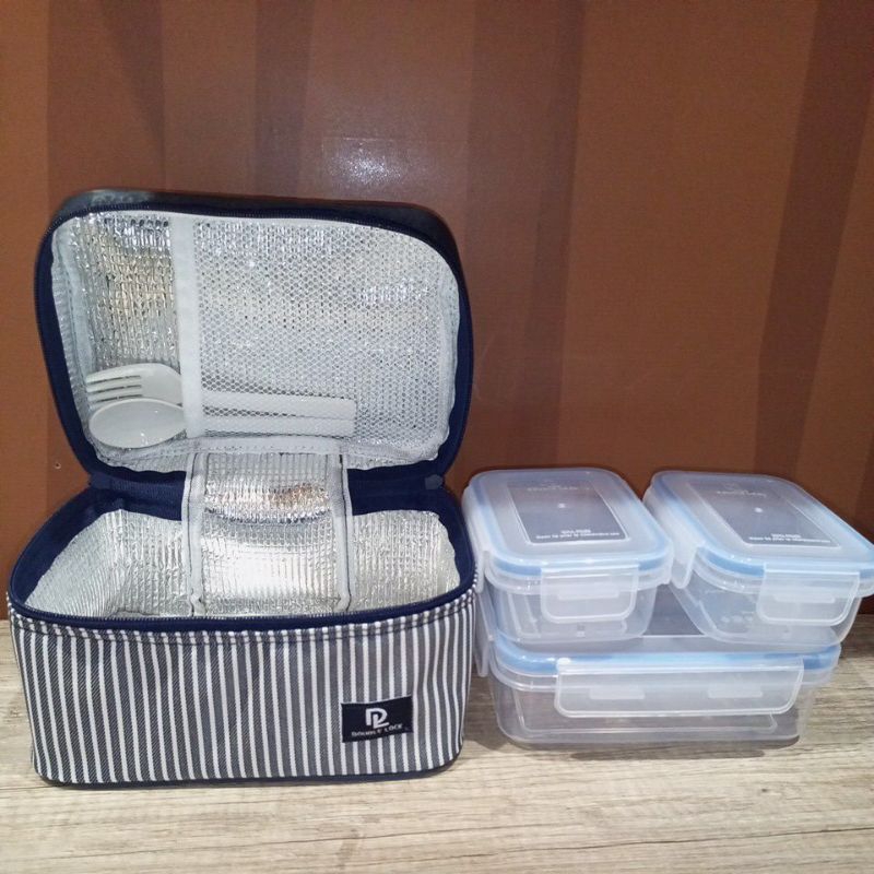 Jual DL double lock lunch box set tempat makan set plus bag | Shopee ...