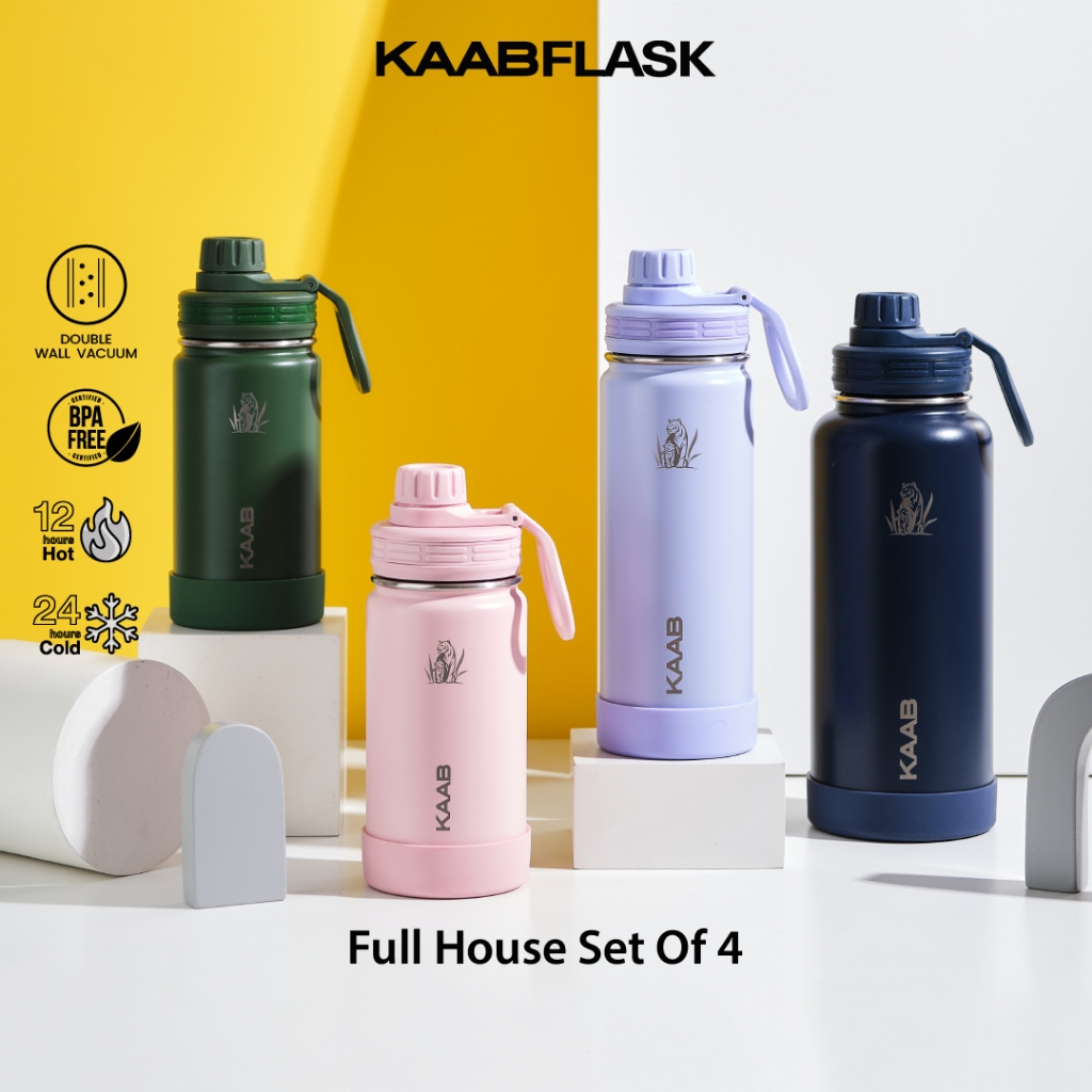 Jual KAAB Flask Botol Minum Stainless Full House Set of 4 Stylish ...
