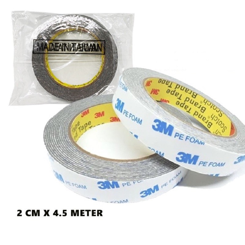 Jual Double Tape 3M PE Foam Putih Taiwan Isolasi Lakban Lem Bolak Balik ...