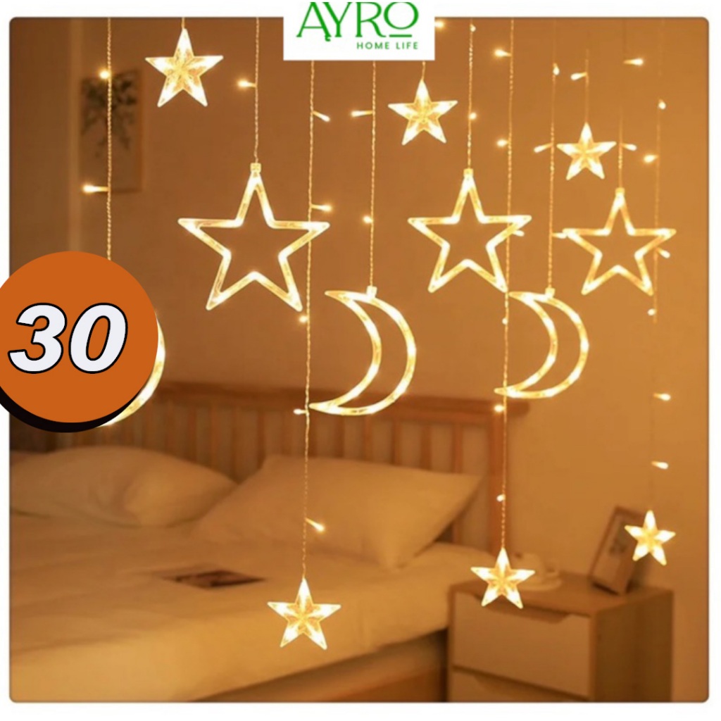 Jual AYROHOMELIFE Lampu Natal Tirai LED Bintang Besar Big Warm Curtain ...