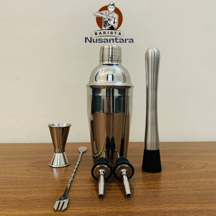 Jual Shaker Pengocok Minuman Cocktail Shaker Lengkap 6IN1 550ml ...