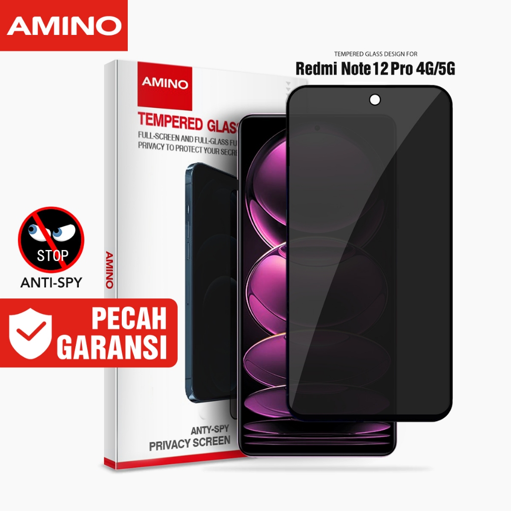 Jual AMINO Anti Spy Tempered Glass Untuk Xiaomi Redmi Note 12 Pro 5G 4G ...