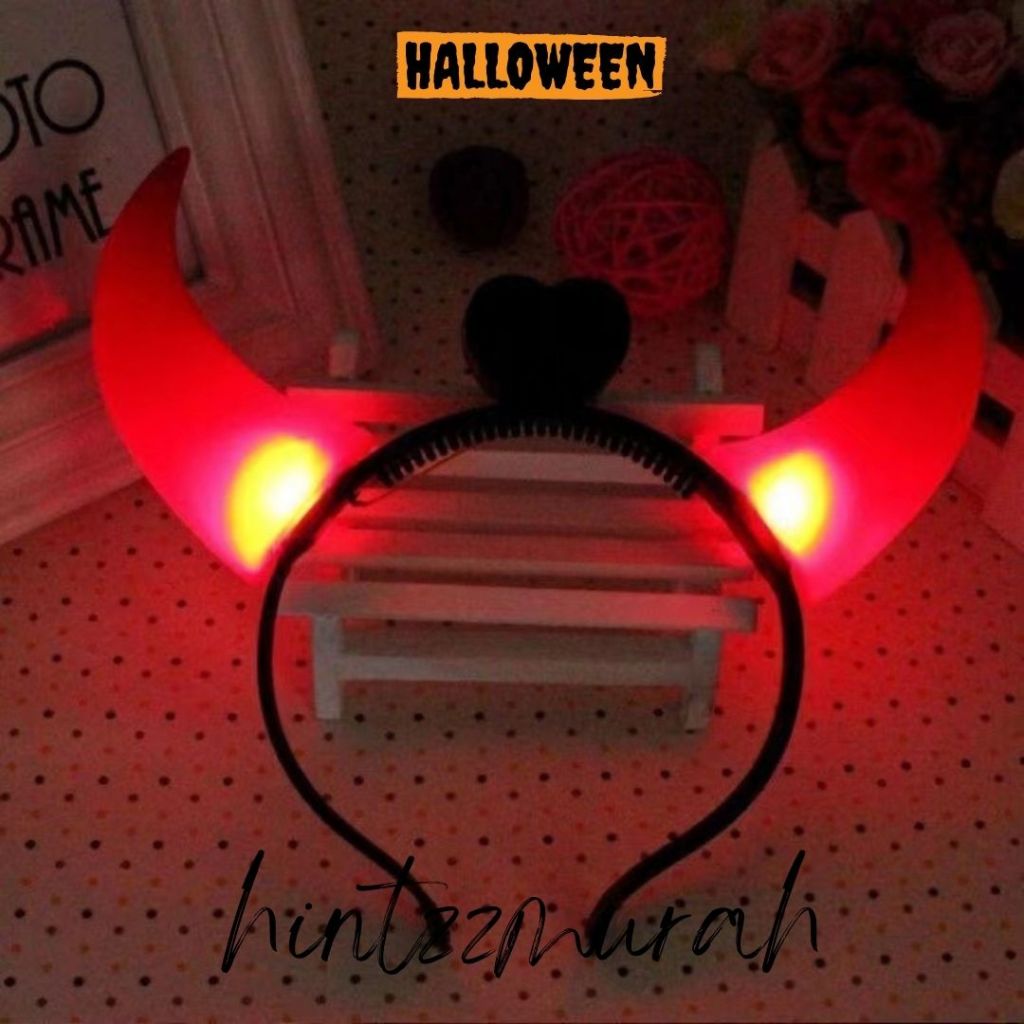 Jual Bando Halloween Red Devil LED Kostum Iblis Penyihir Halloween ...