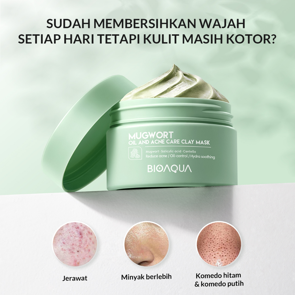 Jual BIOAQUA MUGWORT OIL AND ACNE CARE CLAY MASK 100 GR DAPAT MEMBERSIHKAN PORI-PORI DAN MELAWAN ...