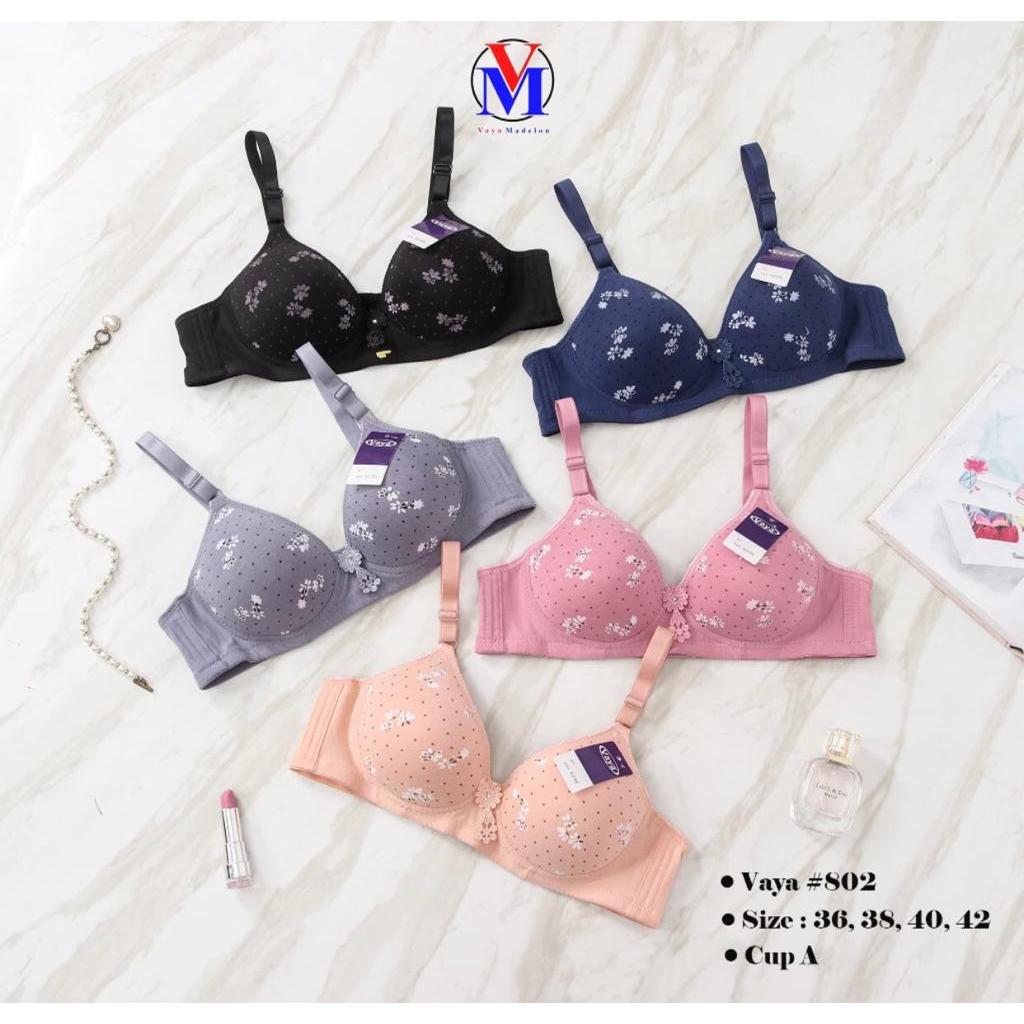 Jual Bra Tanpa Kawat Cup A-B Kait 3 Art 802 ( Motif Bunga ) | Shopee ...