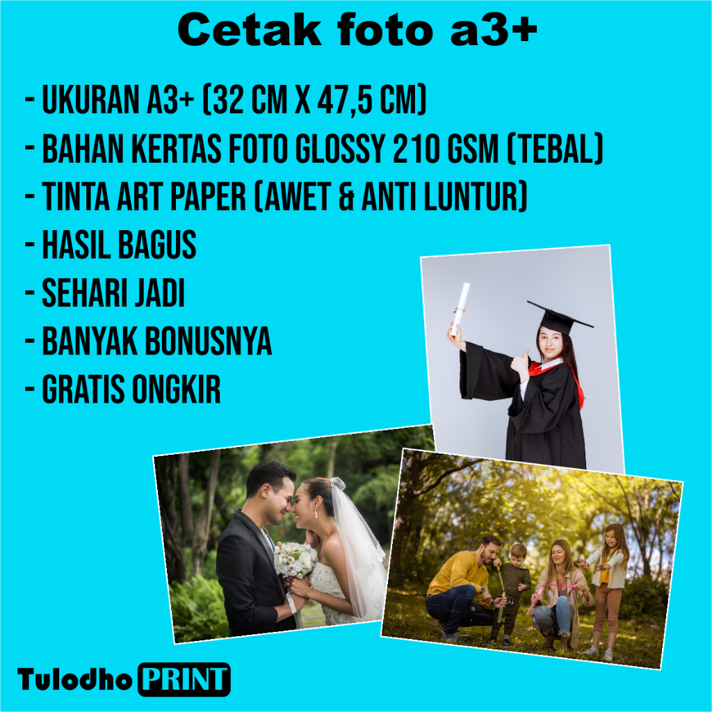 Jual cetak foto jumbo / besar a3+ premium kertas foto asli (bukan ...