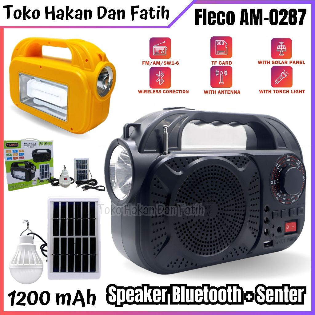 Jual Speaker Portable + Senter Panel Surya Fleco AM-0287 Free Bohlam ...