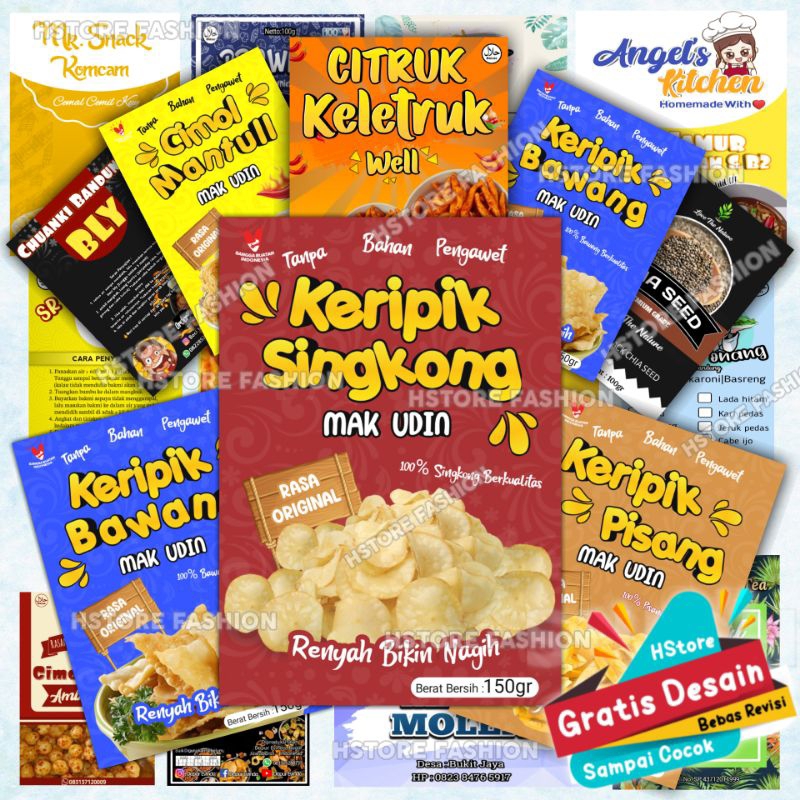 Jual Label Sticker Produk Keripik Sticker Jualan Label Kemasan Gratis ...