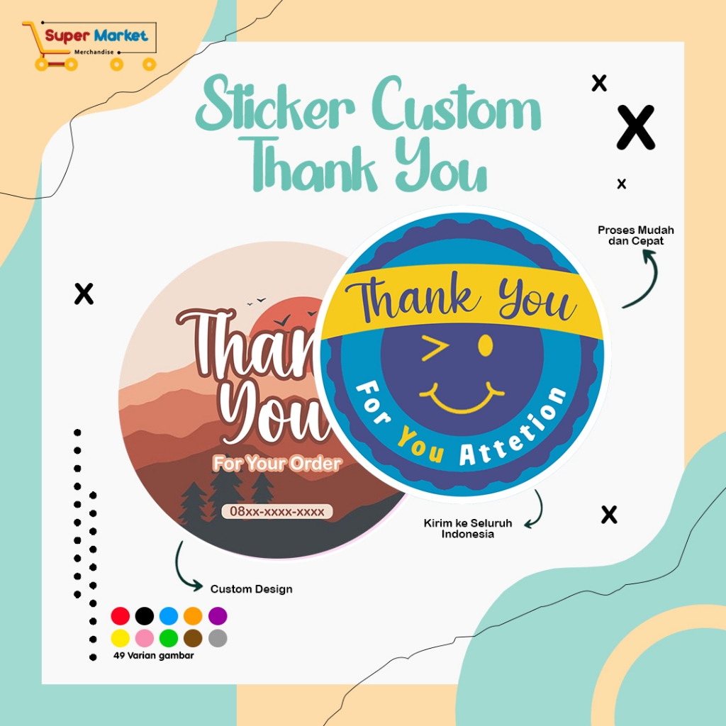 Jual [𝟏𝐇𝐀𝐑𝐈 𝐉𝐀𝐃𝐈] CETAK STIKER THANK YOU / STIKER TERIMA KASIH ...