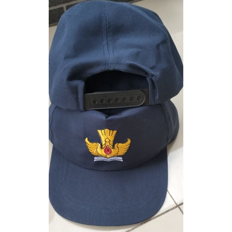 Jual TOPI SMP FULL BIRU LOGO TUTURI | Shopee Indonesia