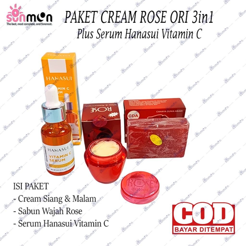 Jual Paket Cream Rose Ori + Sabun CDA Rose Plus Serum Hanasui Vitamin C ...