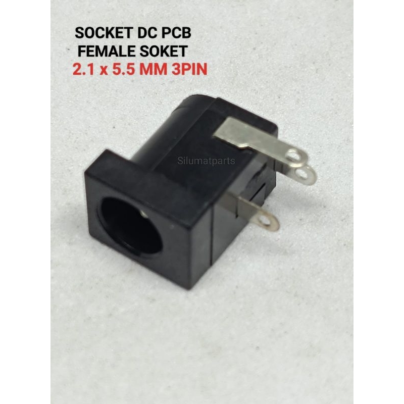 Jual Soket DC 2.1 x 5.5 mm 3 pin Female Mount PCB Power Socket Plug in ...