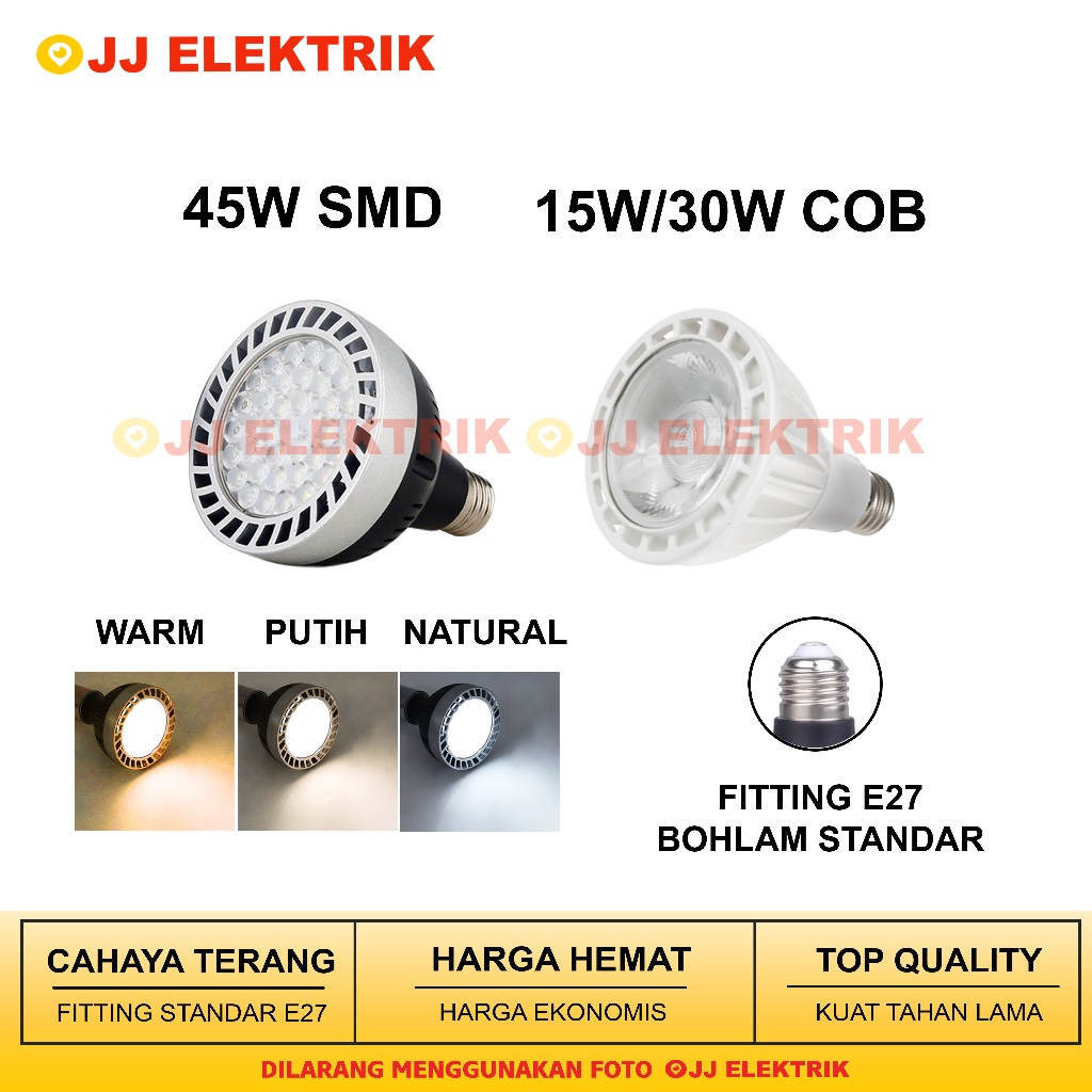 Jual Lampu Halogen LED Fitting E27 Sorot Spotlight PAR30 Spot 15W 30W 45W | Shopee Indonesia
