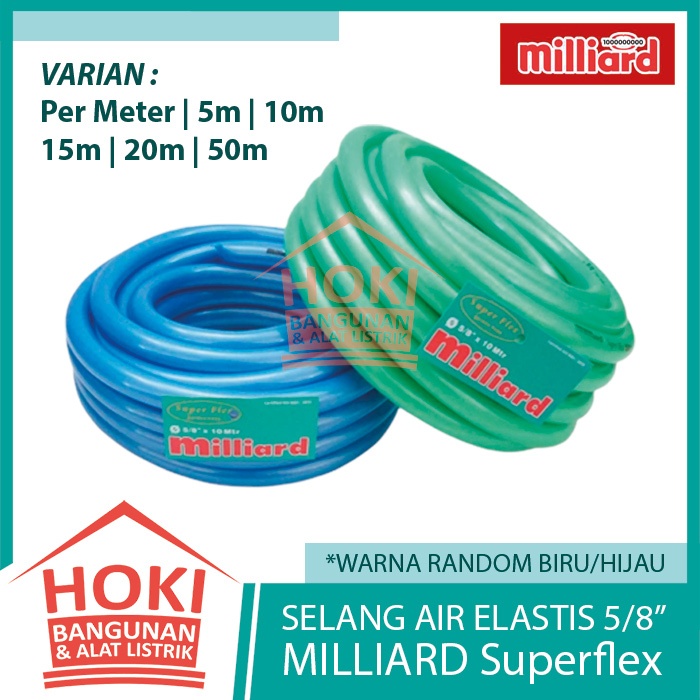Jual SELANG AIR 5/8" MILLIARD SUPERFLEX Metalik 1 roll 50 meter - Tebal, Elastis, Dan Lebih Kuat ...