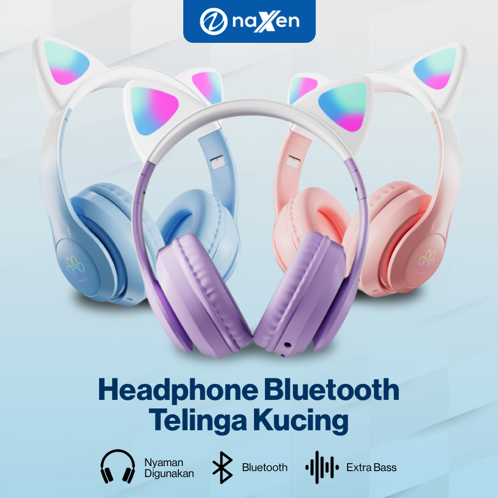 Jual Unitech Headset Bluetooth Telinga Kucing LED Super Bass STN-28 ...