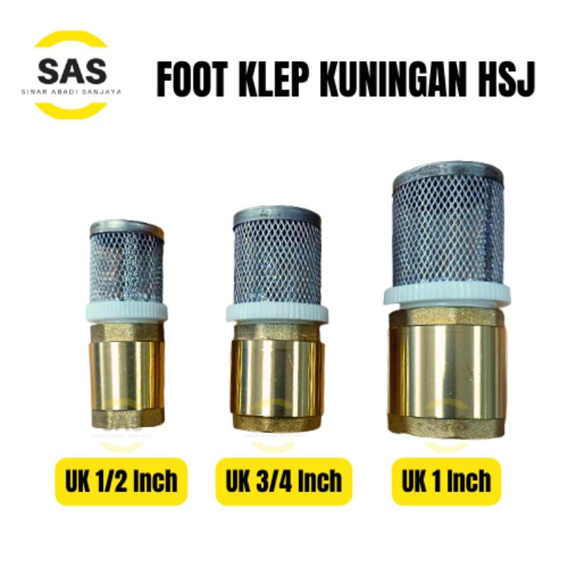 Jual [SAS] Foot Klep Kuningan 1/2" 3/4" 1" inch Foot Valve Tusen Klep ...