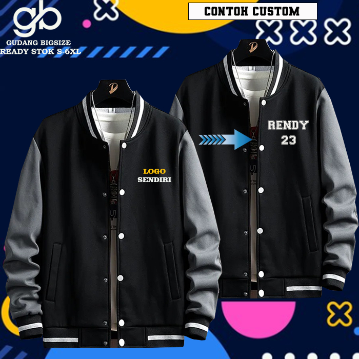 Jual JAKET BOMBER VARSITY CUSTOM POLOS OVERSIZE S-6XL.JAKT CUSTOM ...