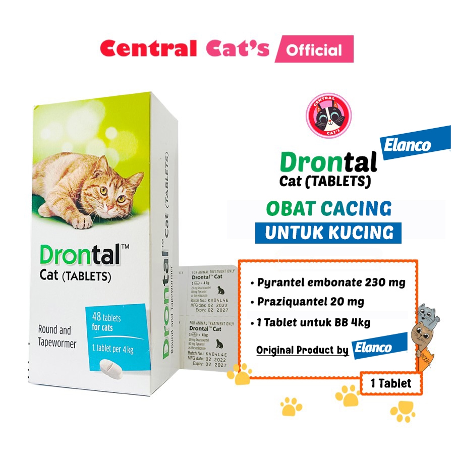 Jual Drontal Cat Obat Cacing Kucing Tablet Original Elanco | Shopee ...