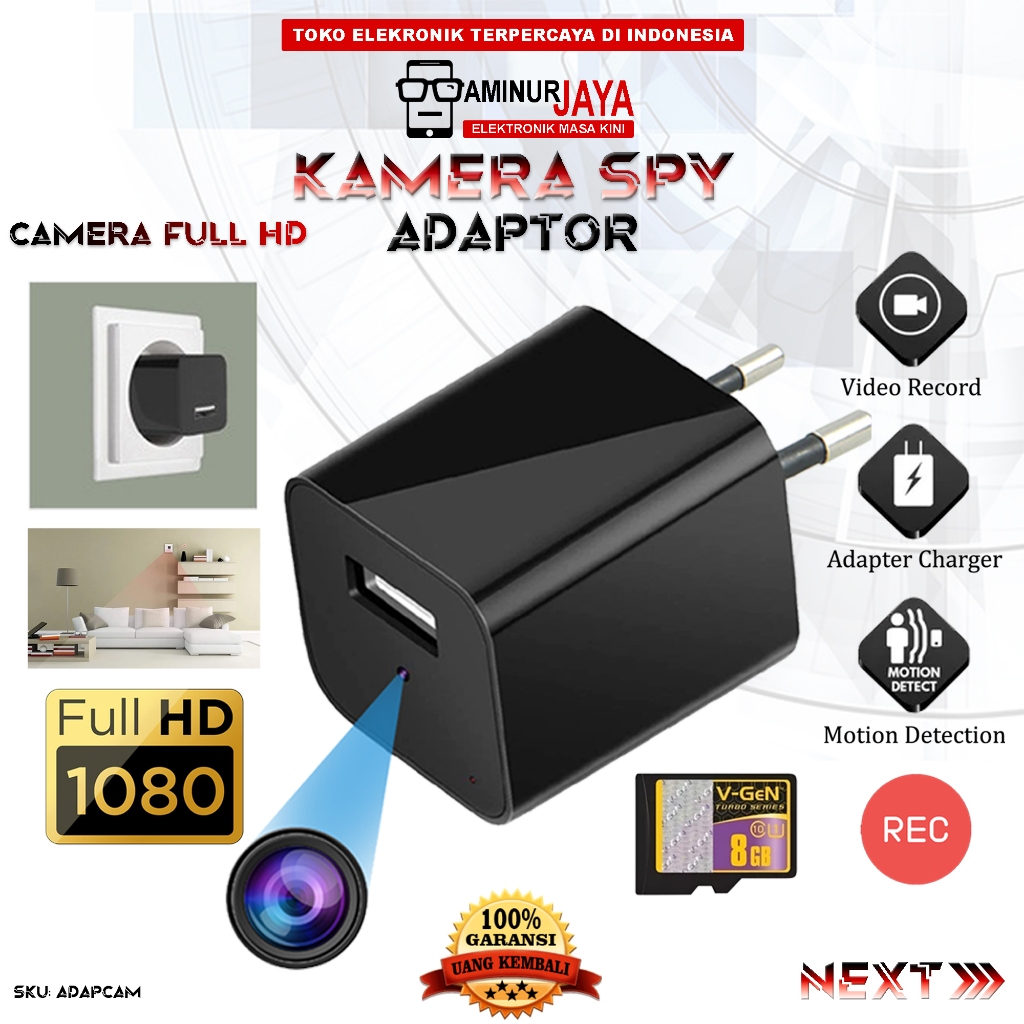Jual Spy Cam Camera Adaptor Free Memori 8GB Kamera Casan Chargeran ...
