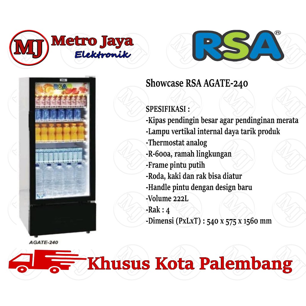 Jual Showcase RSA AGATE-240 pendingin minuman 222 liter 4 Rak AGATE 240 ...