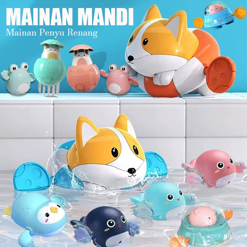 Jual Mainan Mandi Bayi Corgi Lucu Kura Kura brateMainan Penyu Renang ...