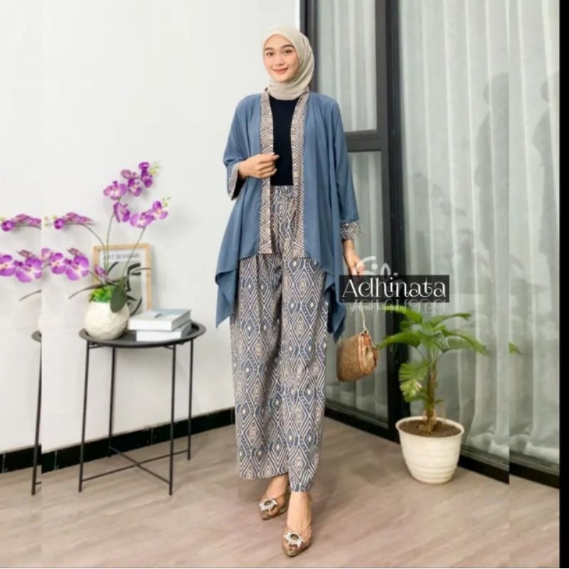 Jual One Set Batik Monica Rayon Premium - Setelan Outer & Celana Kulot ...