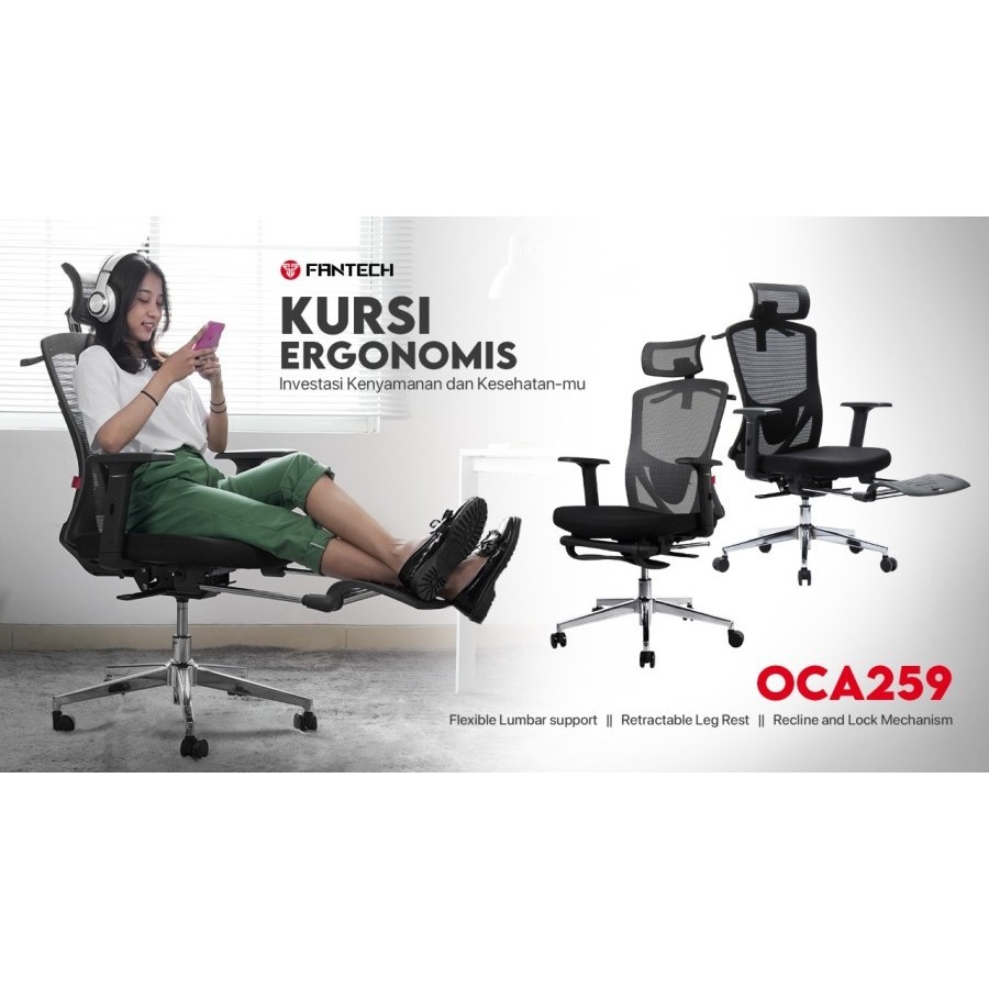 Jual Fantech OCA259/OC-A259 Kursi Kantor Kerja Jaring Premium Office ...