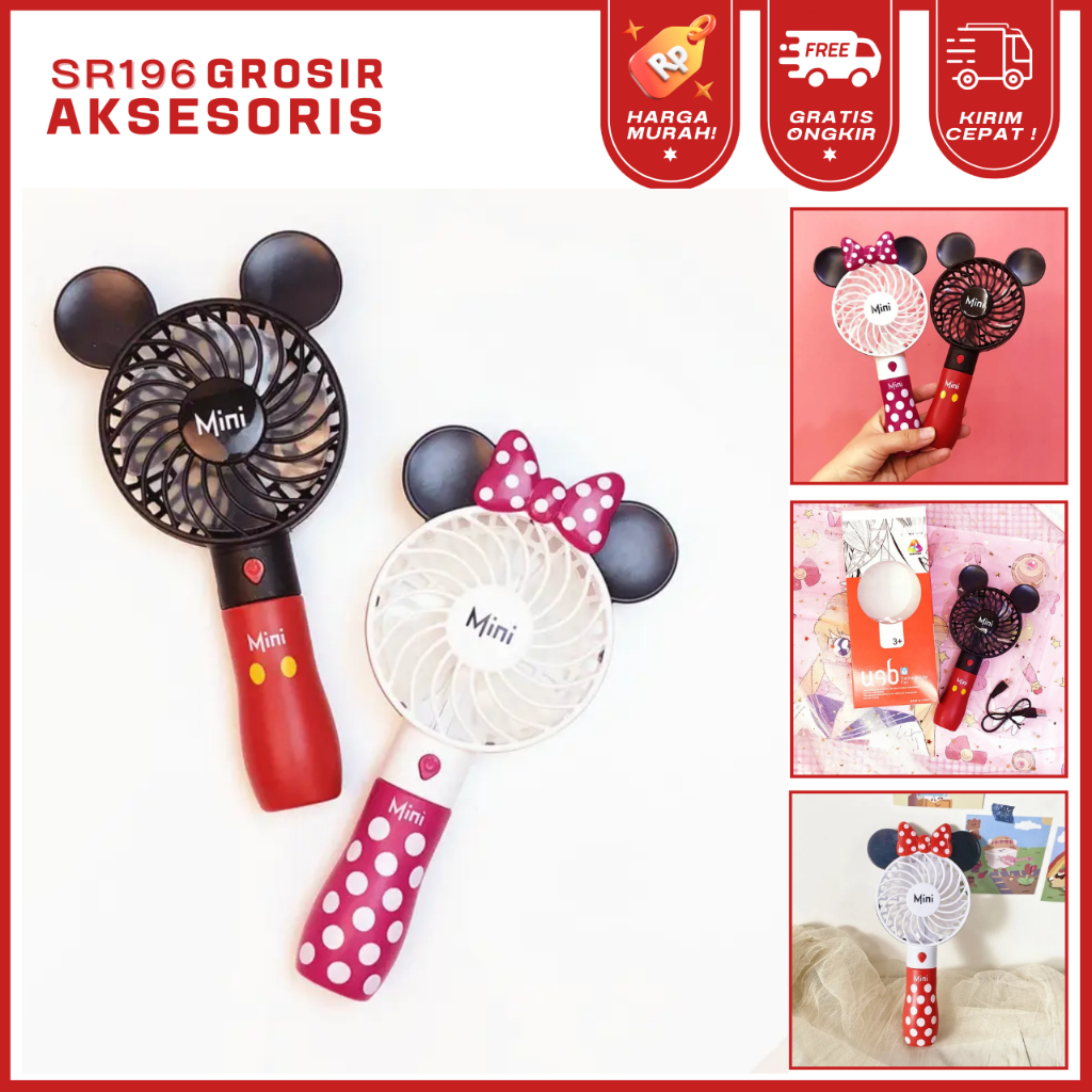 Jual Kipas Angin Tangan Mini Mickey Minnie mouse Karakter plus LED ...