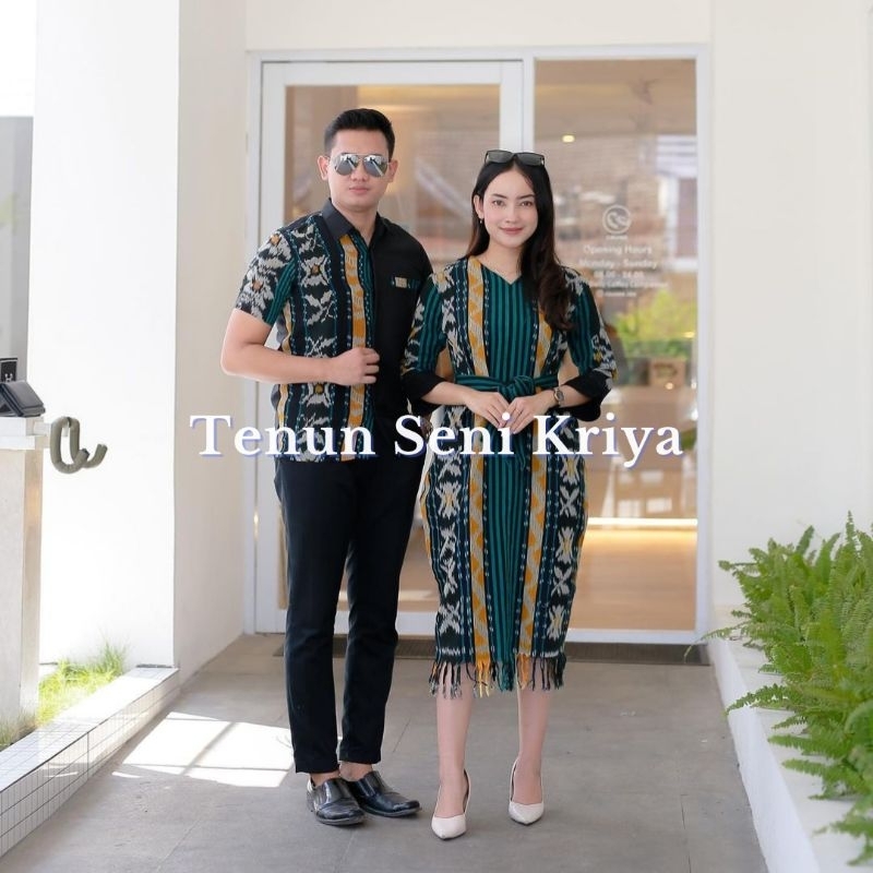 Jual READY STOK set baju couple tenun kondangan - baju set couple prewedding - baju tenun couple ...
