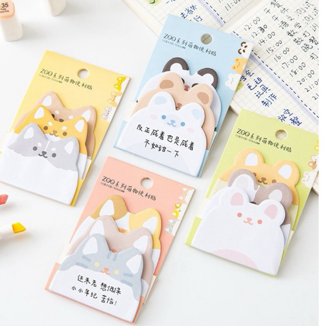 Jual AJS Sticky notes 3 in 1 motif Zoo / notepad / sticky note ...
