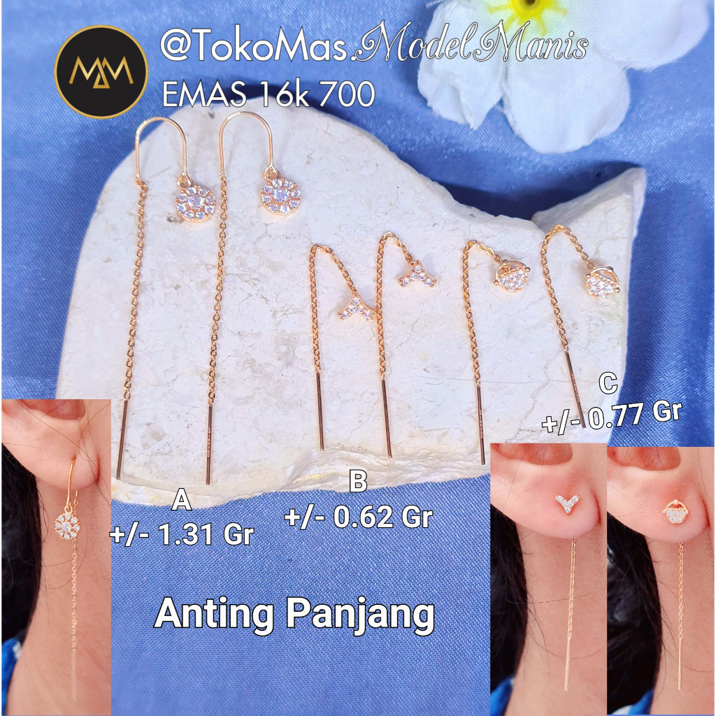 Jual Anting Rantai Korean Looks Emas Kuning 700 kadar 16k | Shopee ...