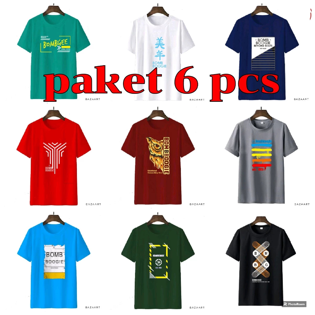 Jual paket hemat 100 ribu isi 6 pcs kaos motif rendom koas cowok ...