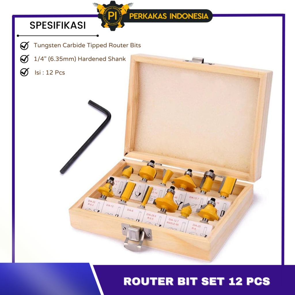 Jual Mata Pisau Mesin Profil Router Trimmer Bit Set 12 Pcs Pola Ukir ...