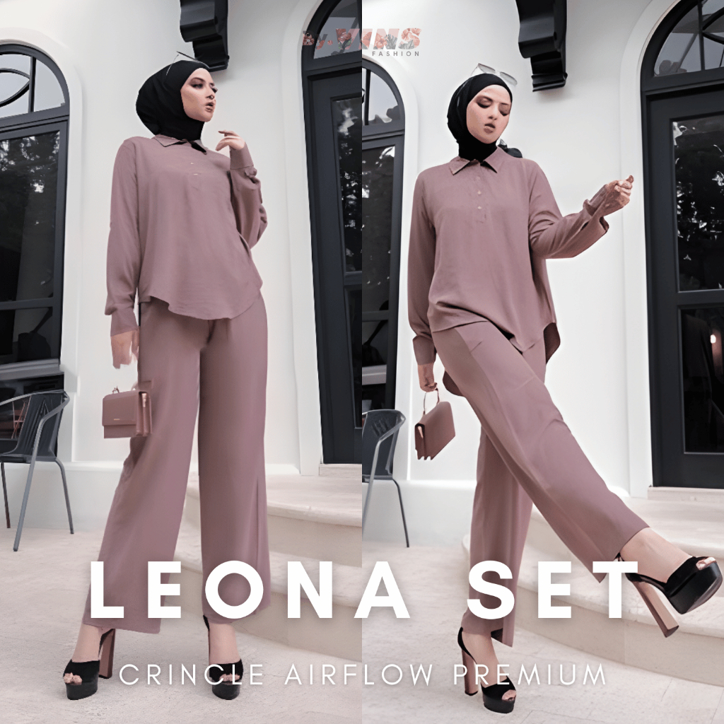 Jual LEONA ONE SET WANITA / SETELAN WANITA CRINKLE AIRFLOW IMPORT PREMIUM / INARA SET | Shopee ...