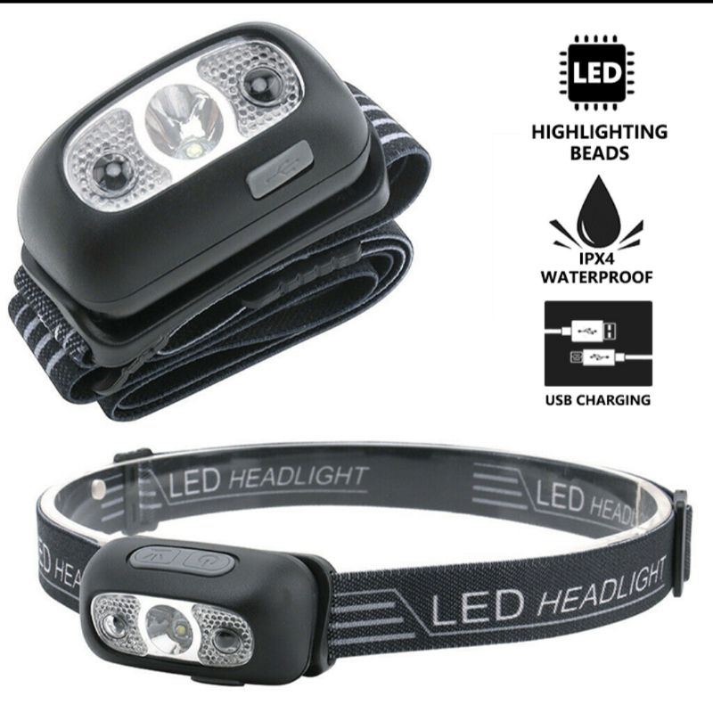 Jual Headlamp charger SENSOR LED waterproof IPX4 / OOBEST senter kepala ...