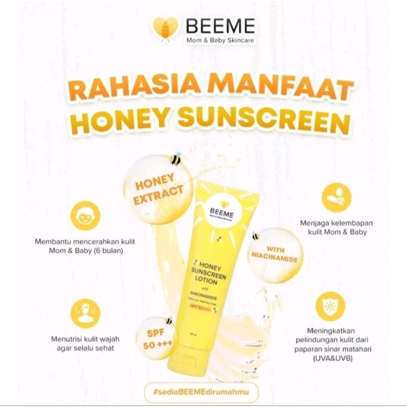Jual BEEME HONEY SUNSCREEN LOTION WITH NIACINAMIDE SPF 50+++ 20GR ...