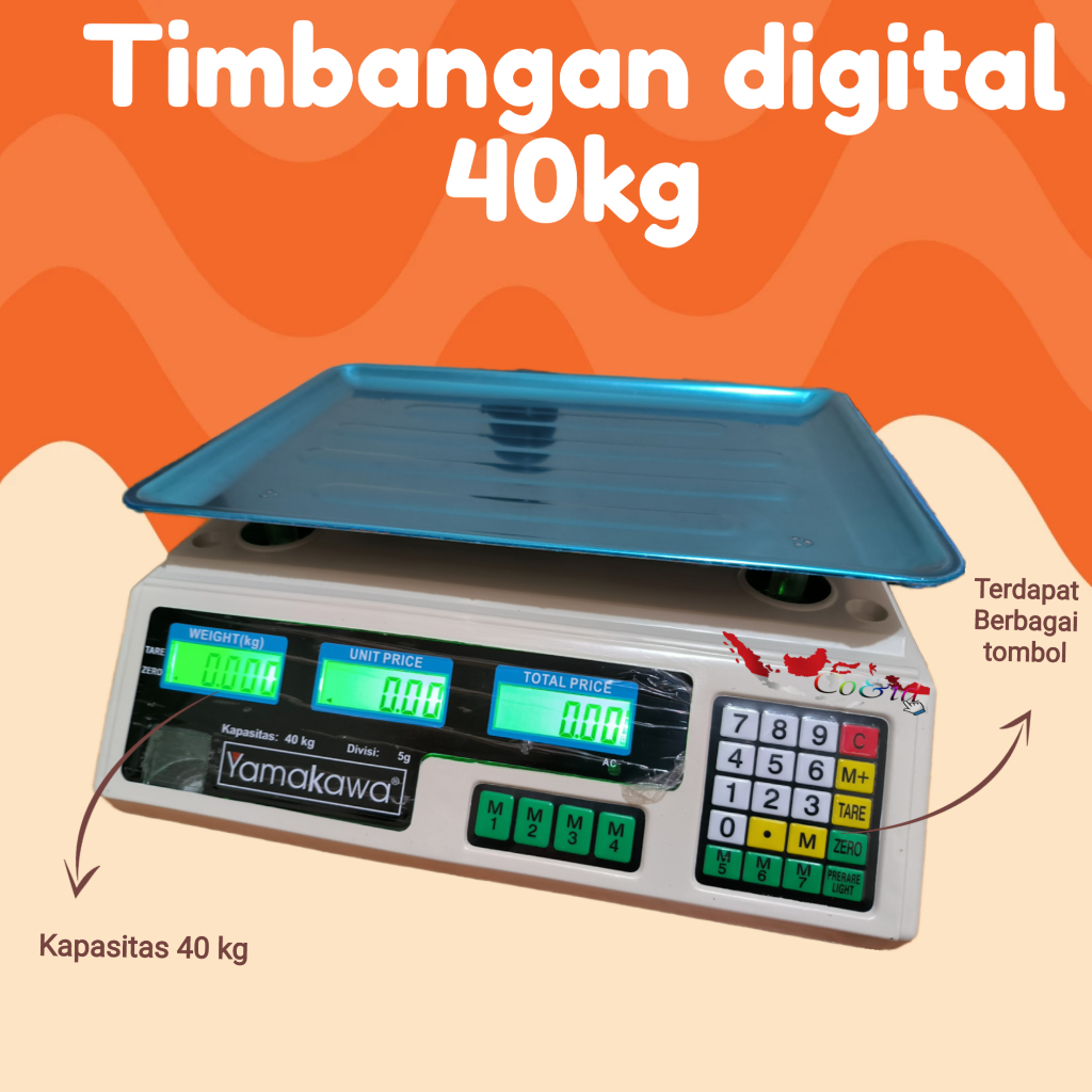 Jual (2Tampilan)Timbangan Digital Buah 40Kg Timbangan Laundry Timbangan ...