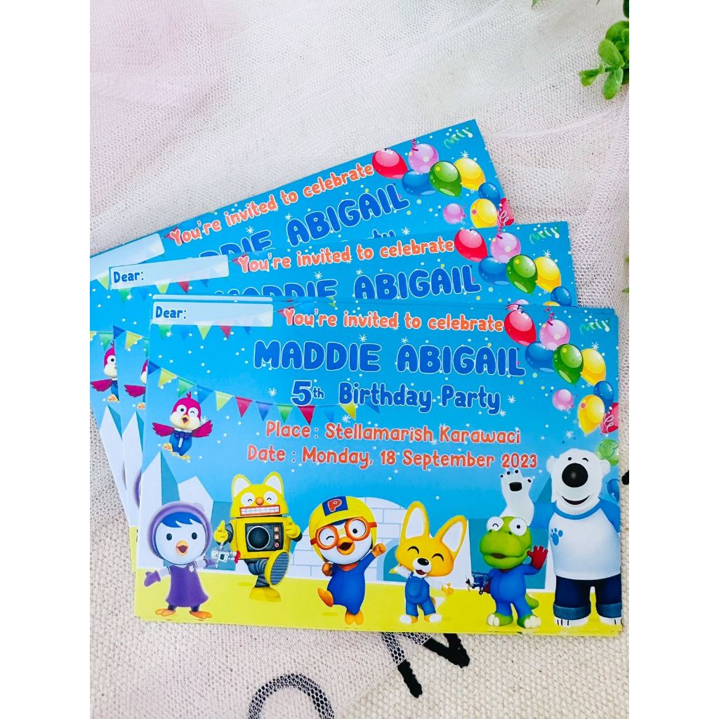 Jual Pororo - Kartu Undangan Ulang Tahun / Birthday Party Invitation ...