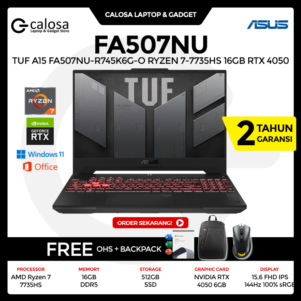 Jual LAPTOP GAMING ASUS TUF A15 FA507NU R745K6G-O RYZEN 7 7735HS RAM ...